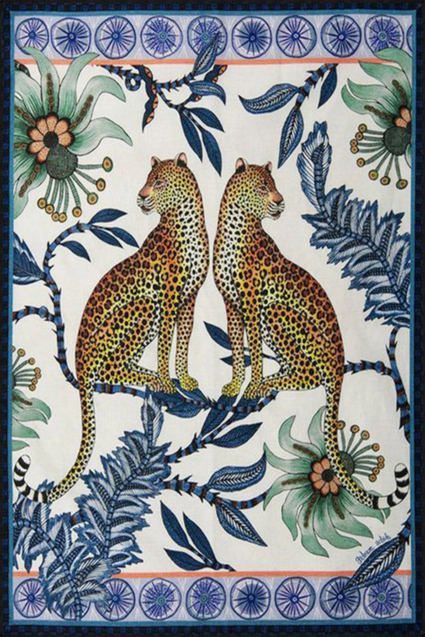 East Urban Home Modern Floral Leafy Cheetah Animal Pattern Decorative ...