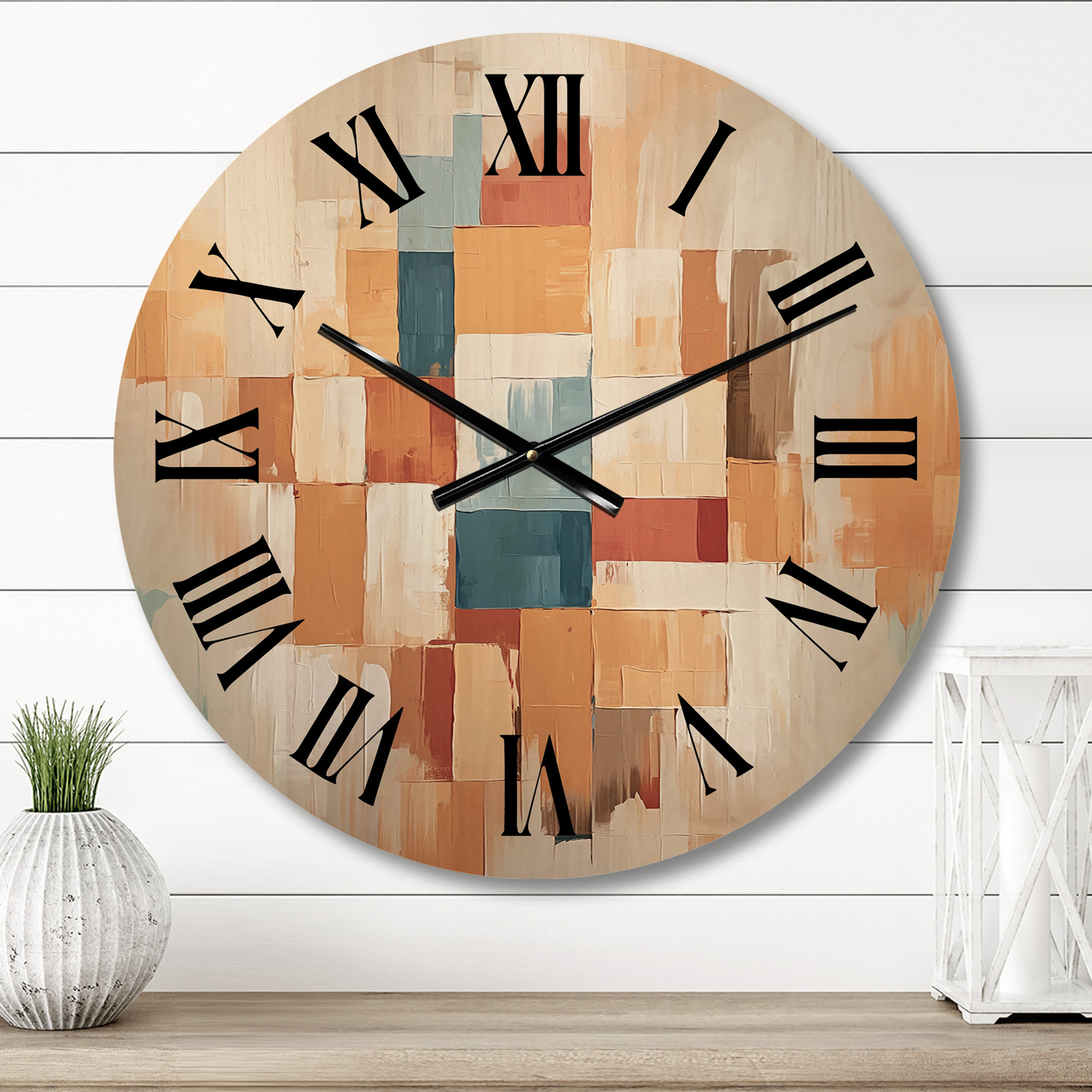 East Urban Home Beige Blue Colorful Retrovisions - Abstract Midcentury ...