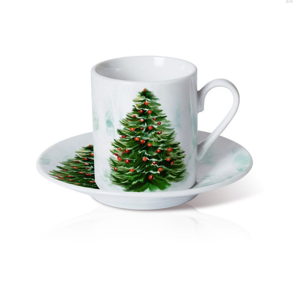 Alpine Cuisine Porcelain Coffee Cup and Saucer Set 6x6 | 3.5oz Espresso ...