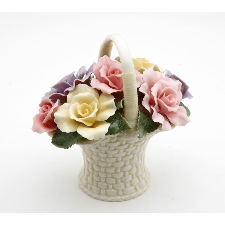 August Grove® Groce Rose Flower Basket Sculpture & Reviews | Wayfair