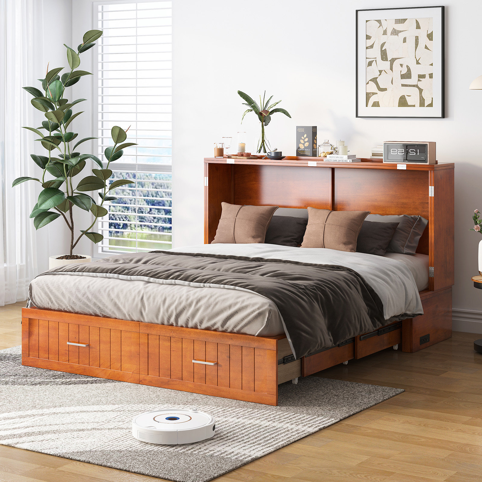 Lark Manor™ Murphy Cabinet Bed, Queen Size Murphy Bed With Tri-folding ...