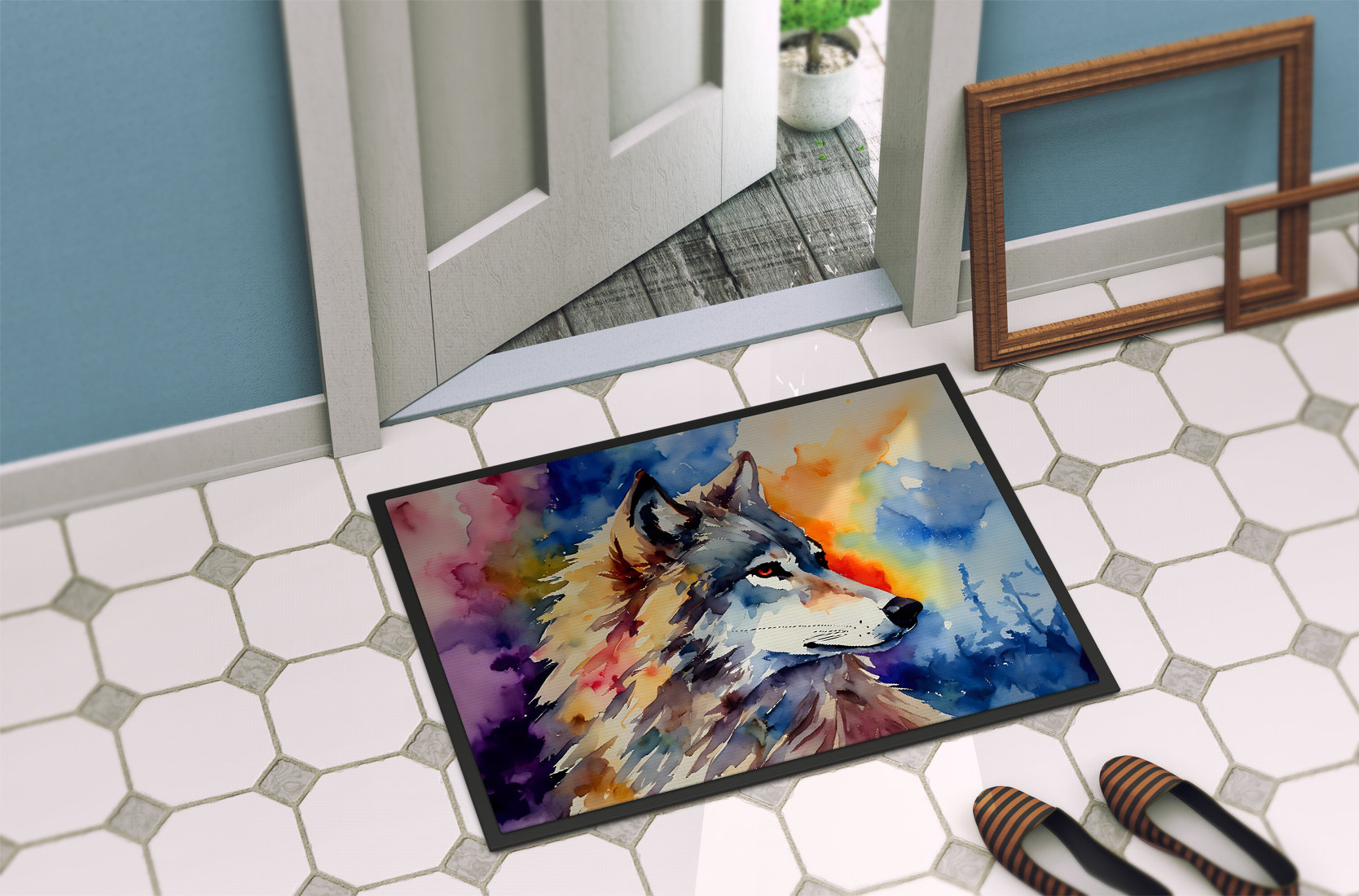 East Urban Home Quetzali Wolves Wolf Non-Slip Indoor and Outdoor Door ...