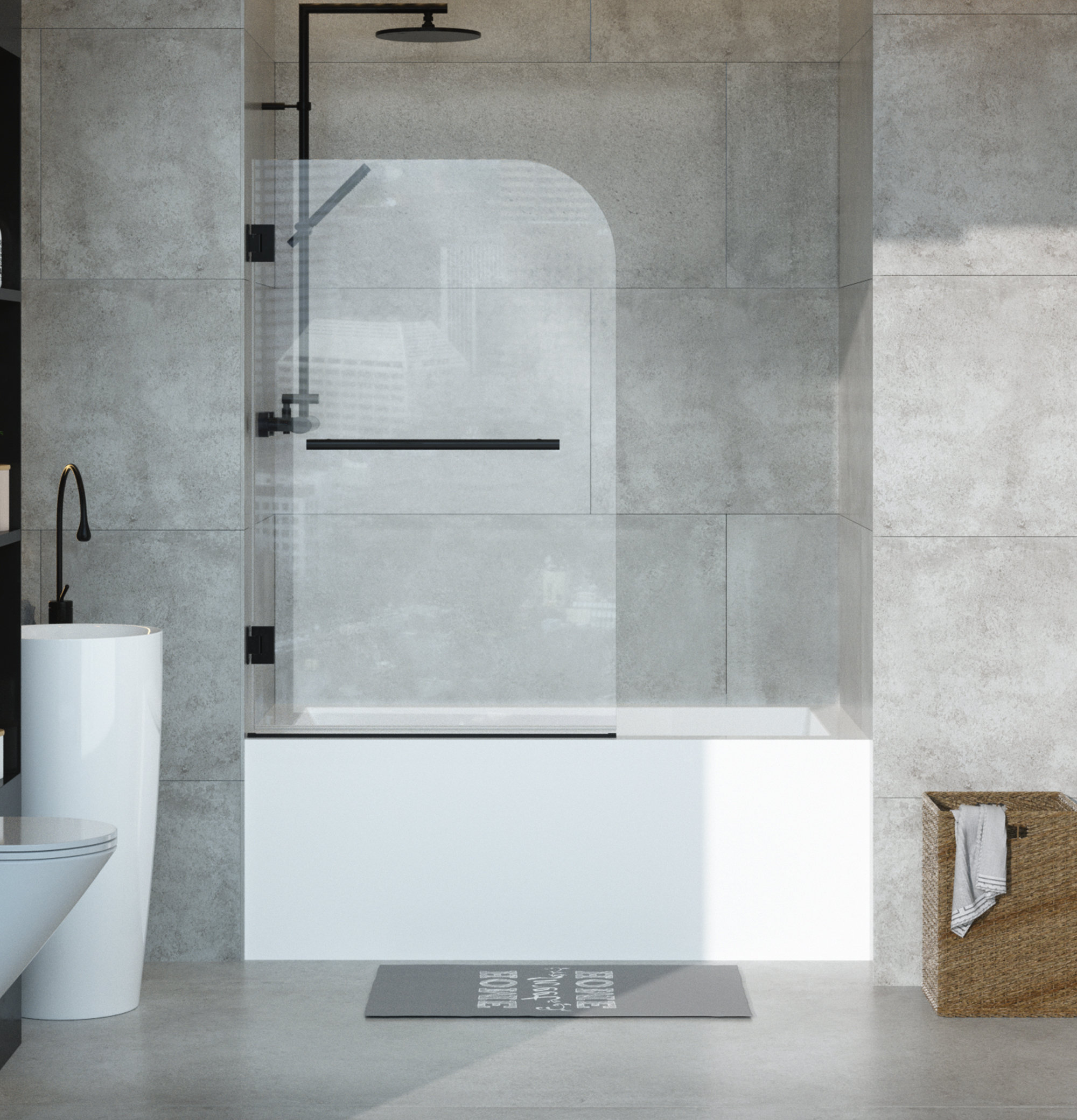 CKB 35" W 55" H Folding Frameless Tub Door & Reviews | Wayfair