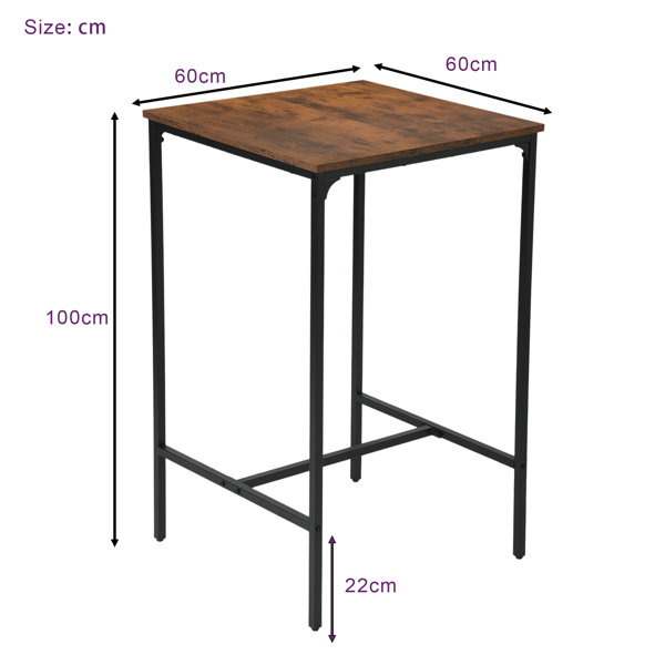 17 Stories Bar Table, High Table, Square Standing Table 60X60x100 Cm ...