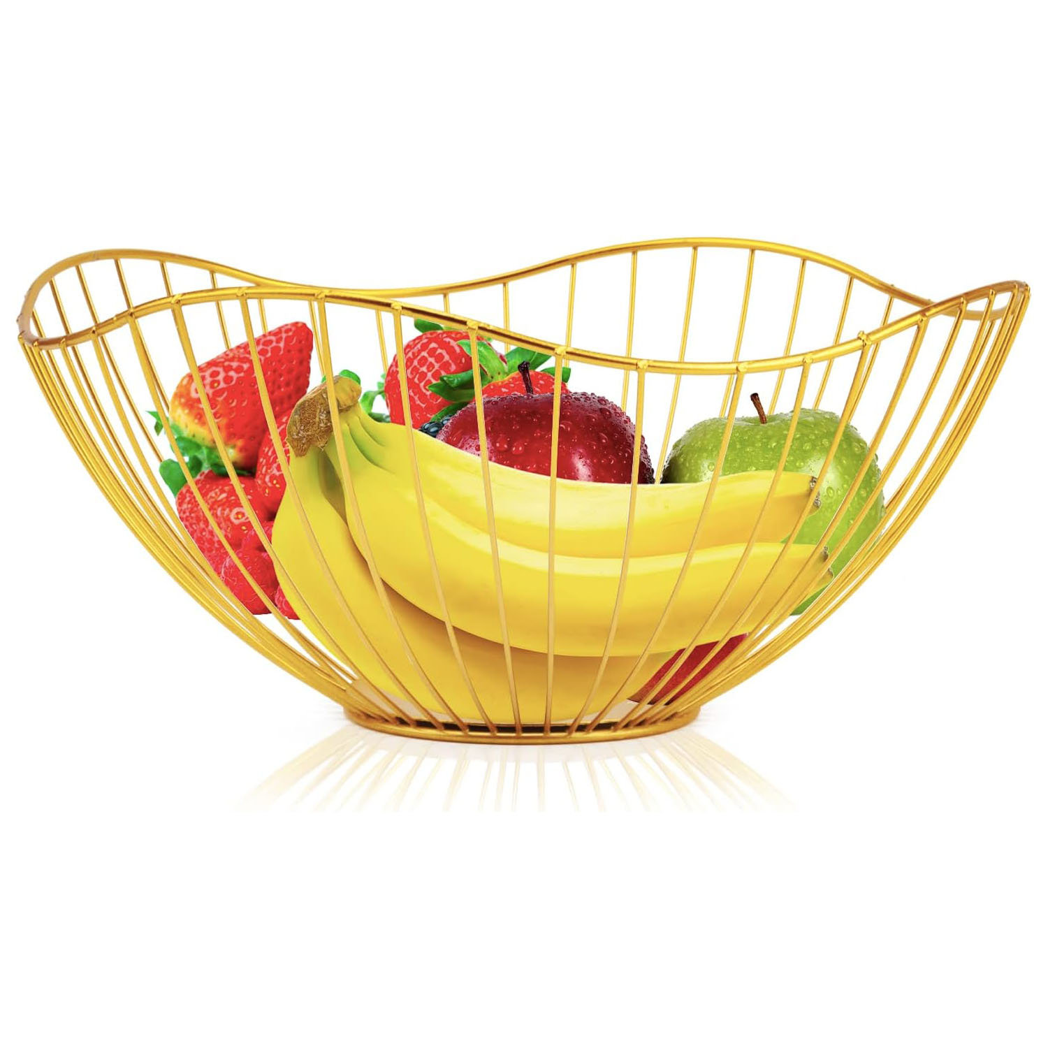 Mercer41 Metal Wire Fruit Basket, Gold Fruit Bowl for Kitchen Counter ...