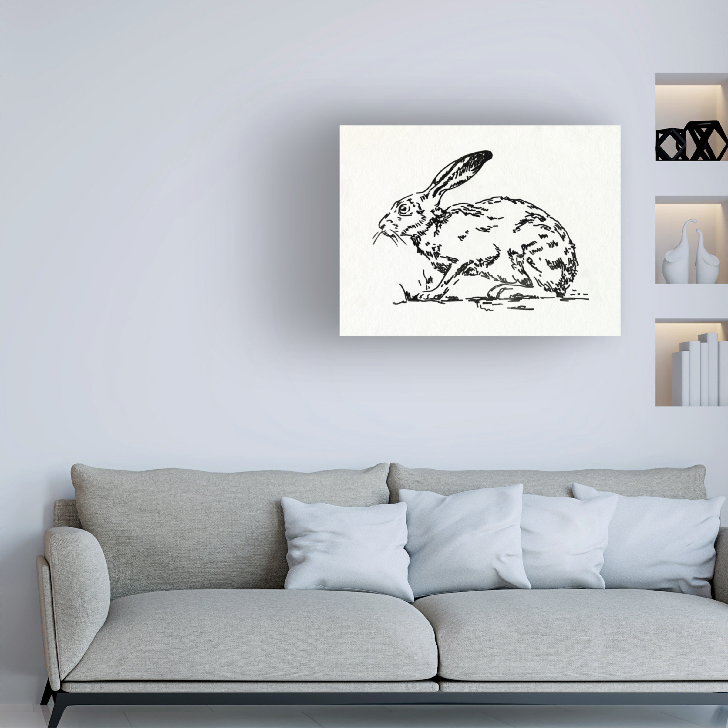 August Grove® Resting Hare I by Emma Caroline - Wrapped Canvas Drawing ...