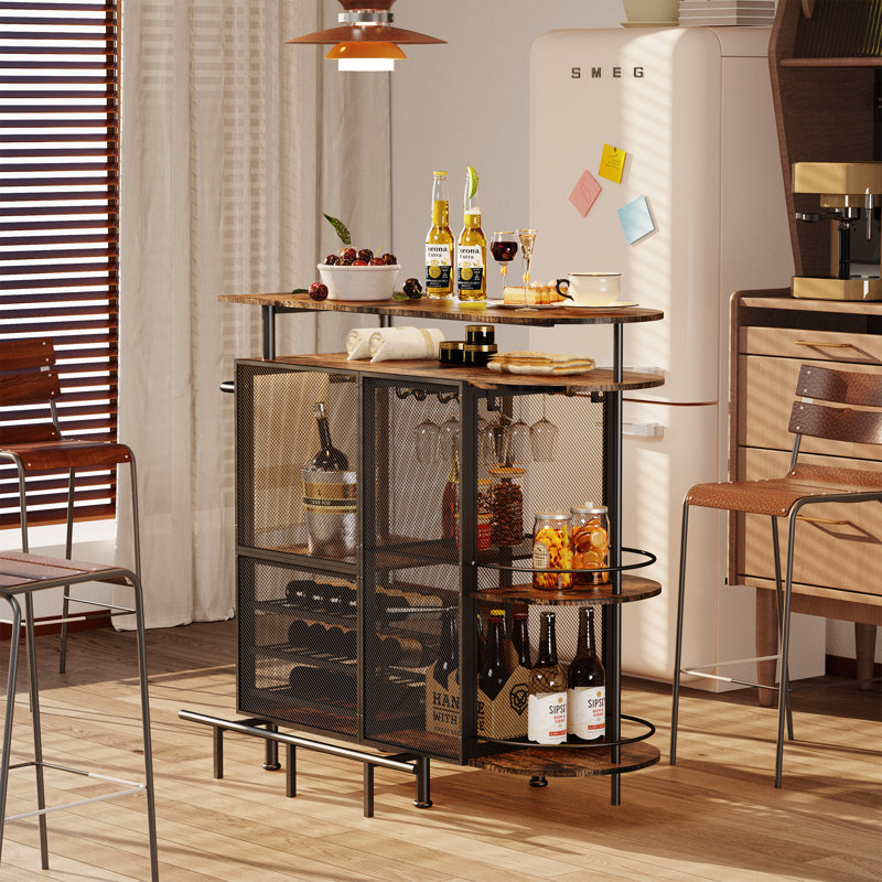 17 Stories 42''L x 16''W x 40''H, Metal Home Bar Cart, Liquor Buffet ...