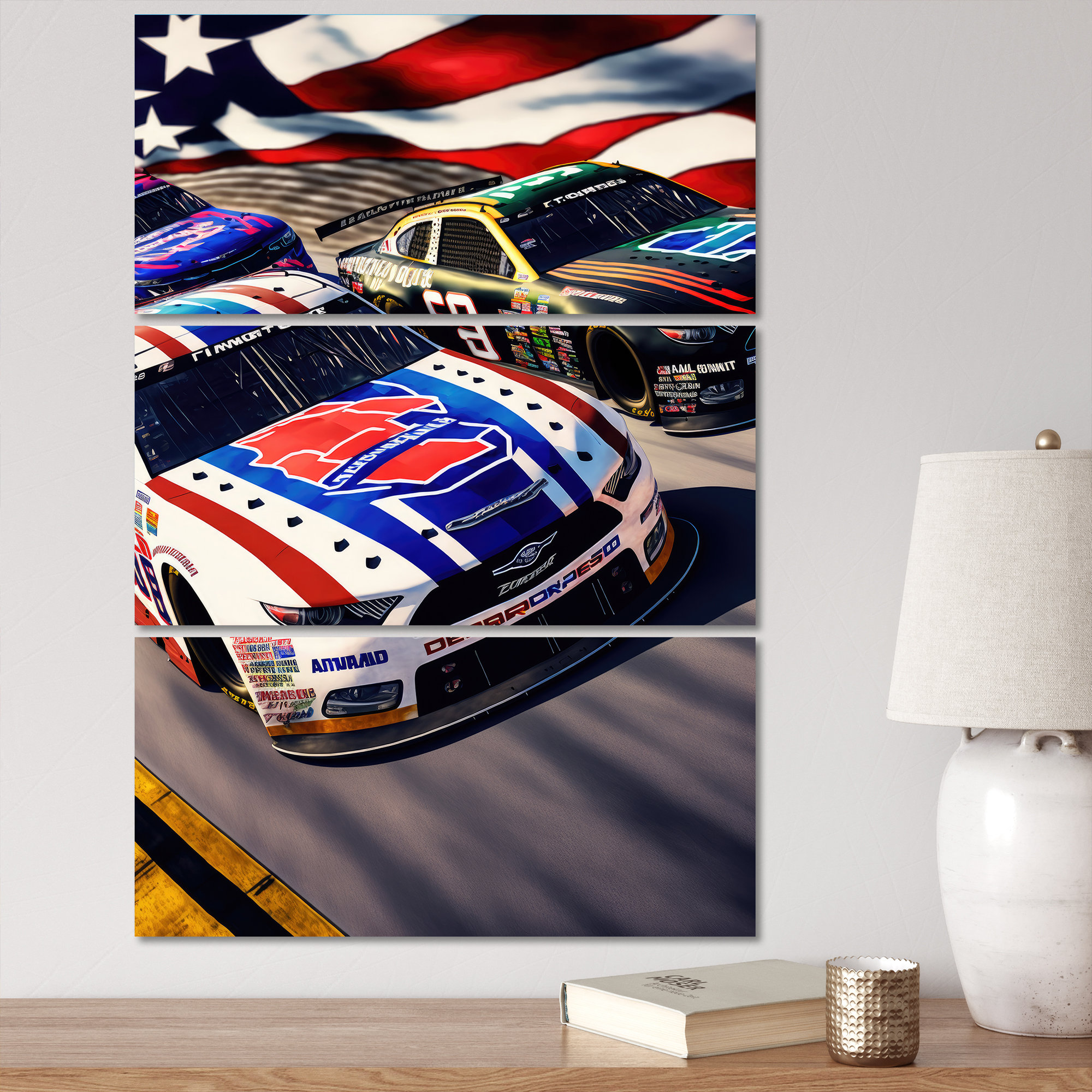 Hokku Designs American Stock Car Racing II - Modern Car Canvas Wall Art ...