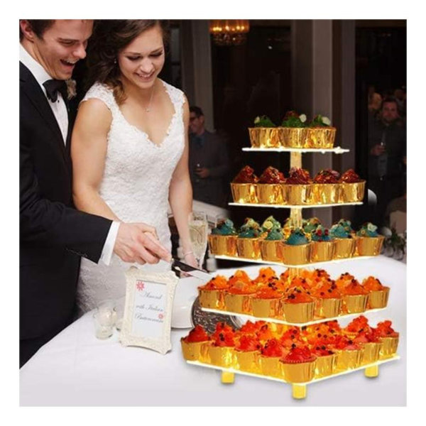 X－MAX FURNITURE 5 Tier Square Cupcake Stand - Premium Cupcake Holder ...