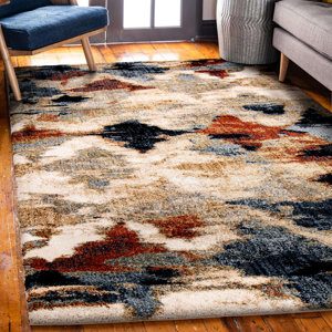 17 Stories Sharyle Abstract Sunshine Stain Resistant Area Rug | Wayfair