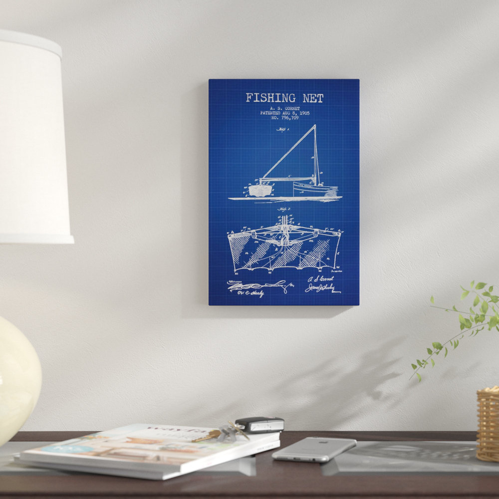 East Urban Home 'A.S. Cornet Fishing Net Patent Sketch' Graphic Art ...