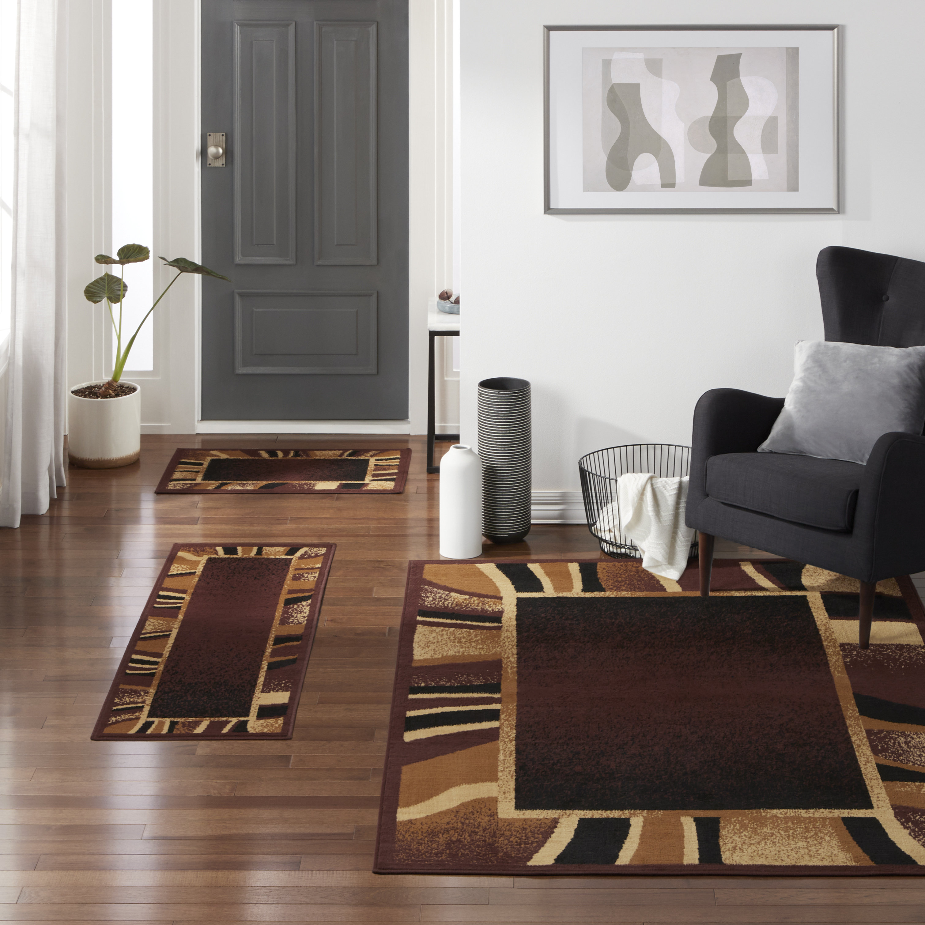 Bloomsbury Market Elana Abstract Brown Area Rug Set "& Reviews" | Wayfair