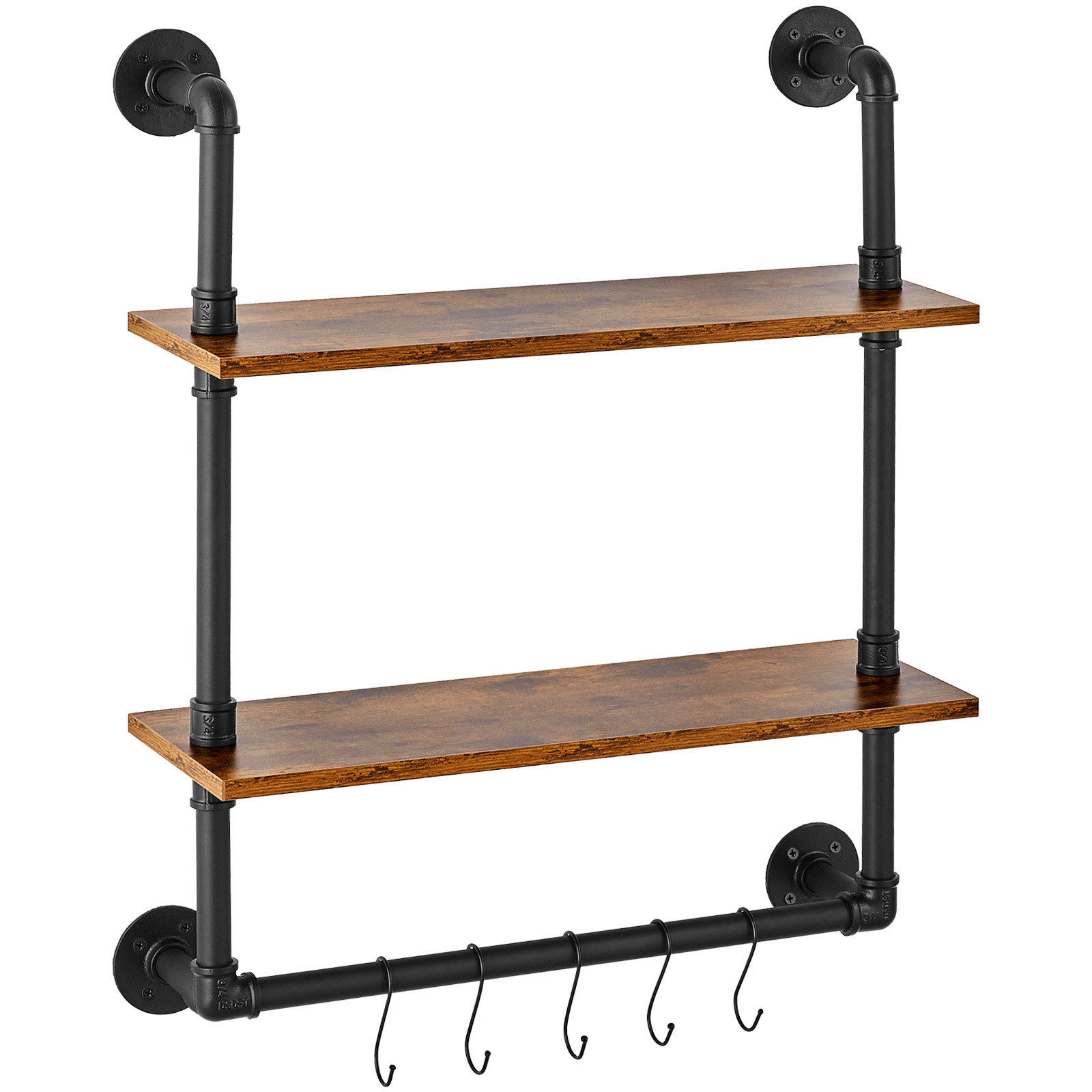 Williston Forge Industrial Pipe Shelf 2 Tier 24x7.87in Wall-Mount for ...