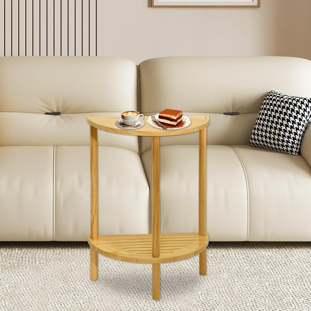 Winston Porter End Table Half Moon Side Tables, 2 Tier Half Round Side ...