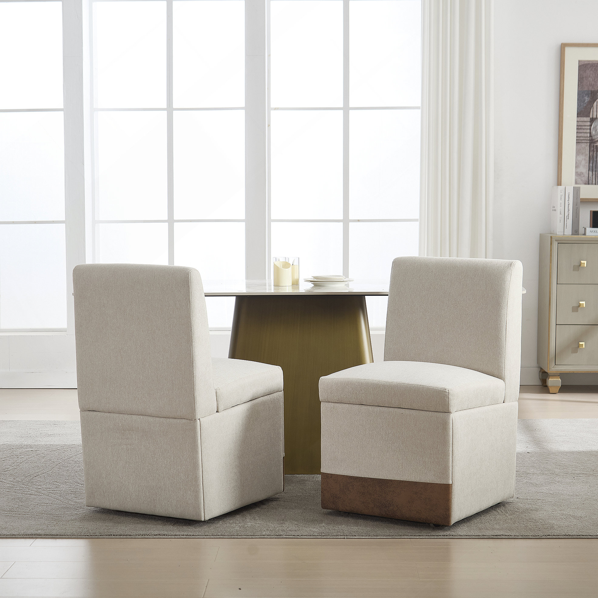 Hokku Designs Versatile Upholstered Swivel Chairs with Hidden Storage ...