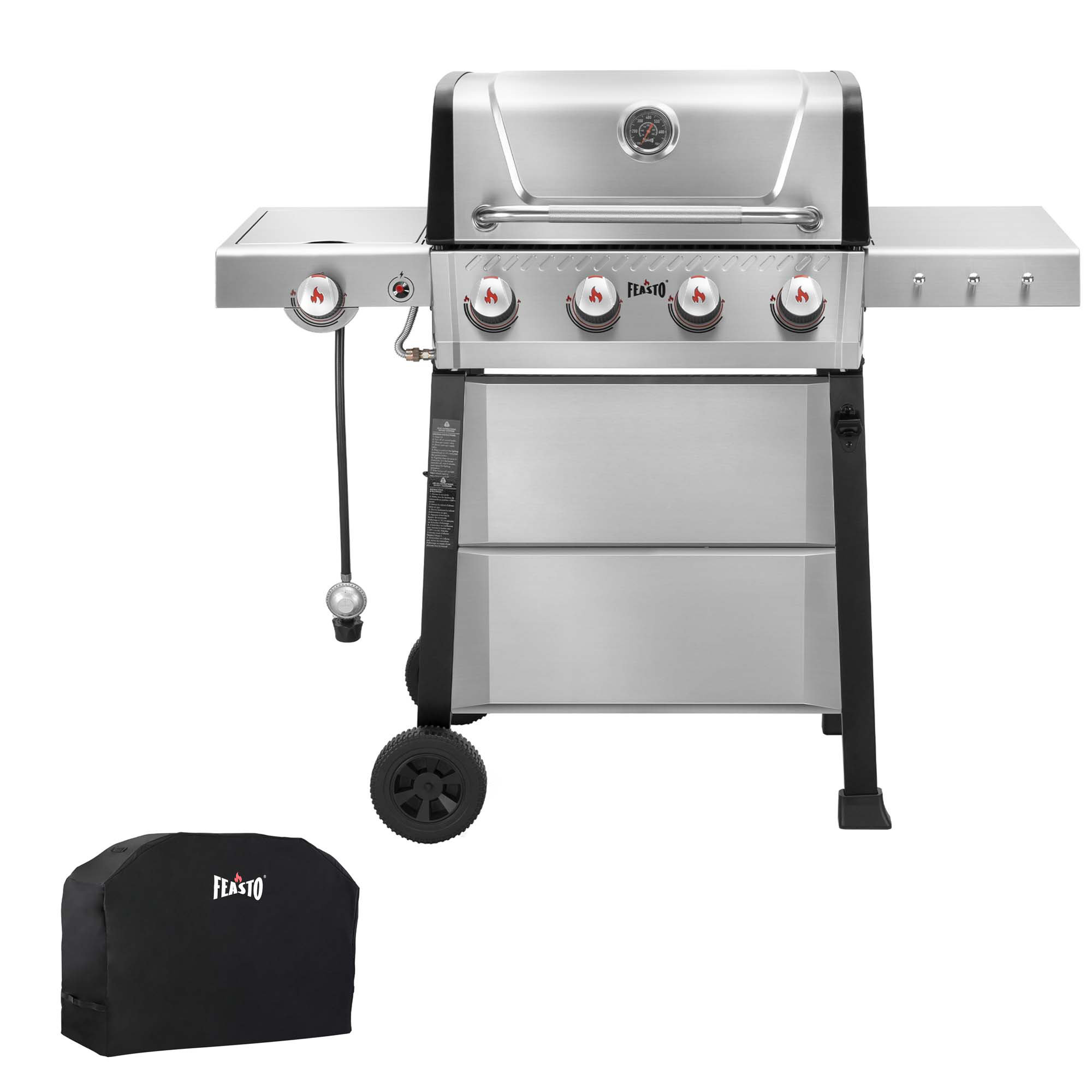 Feasto Feasto 4 Burner Liquid Propane Freestanding Gas Grill Cart with ...