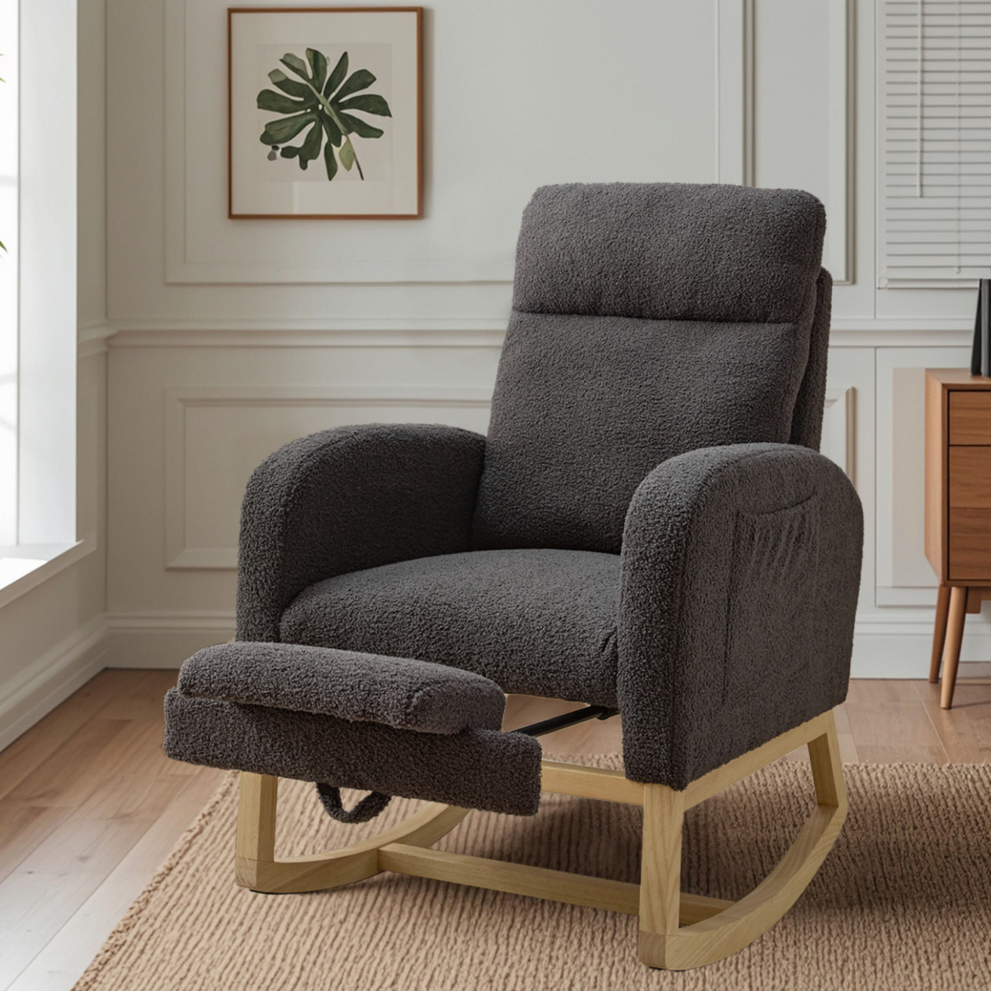 Harriet Bee Modern Accent Rocking Chair Rocking Chair with Solid Wood ...