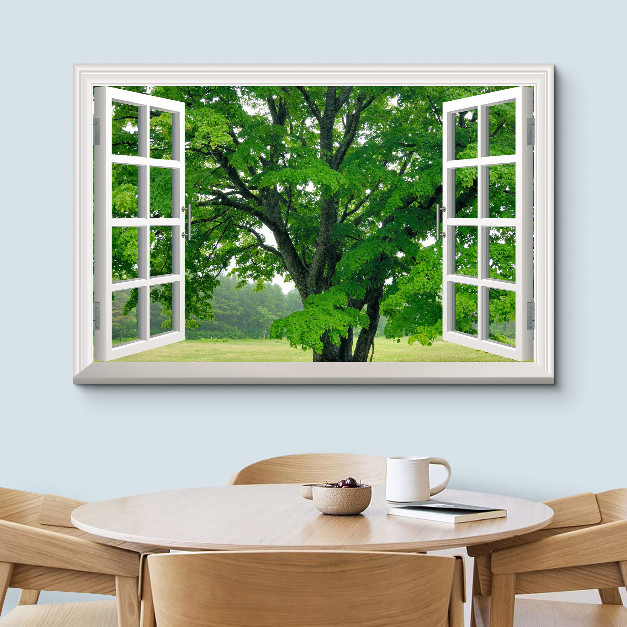 IDEA4WALL Window Scenery " Window View Of Serene Green Tree Field ...