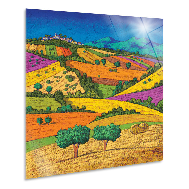 Brambly Cottage Landscape With Wheat Field And Two Trees by Stefano ...