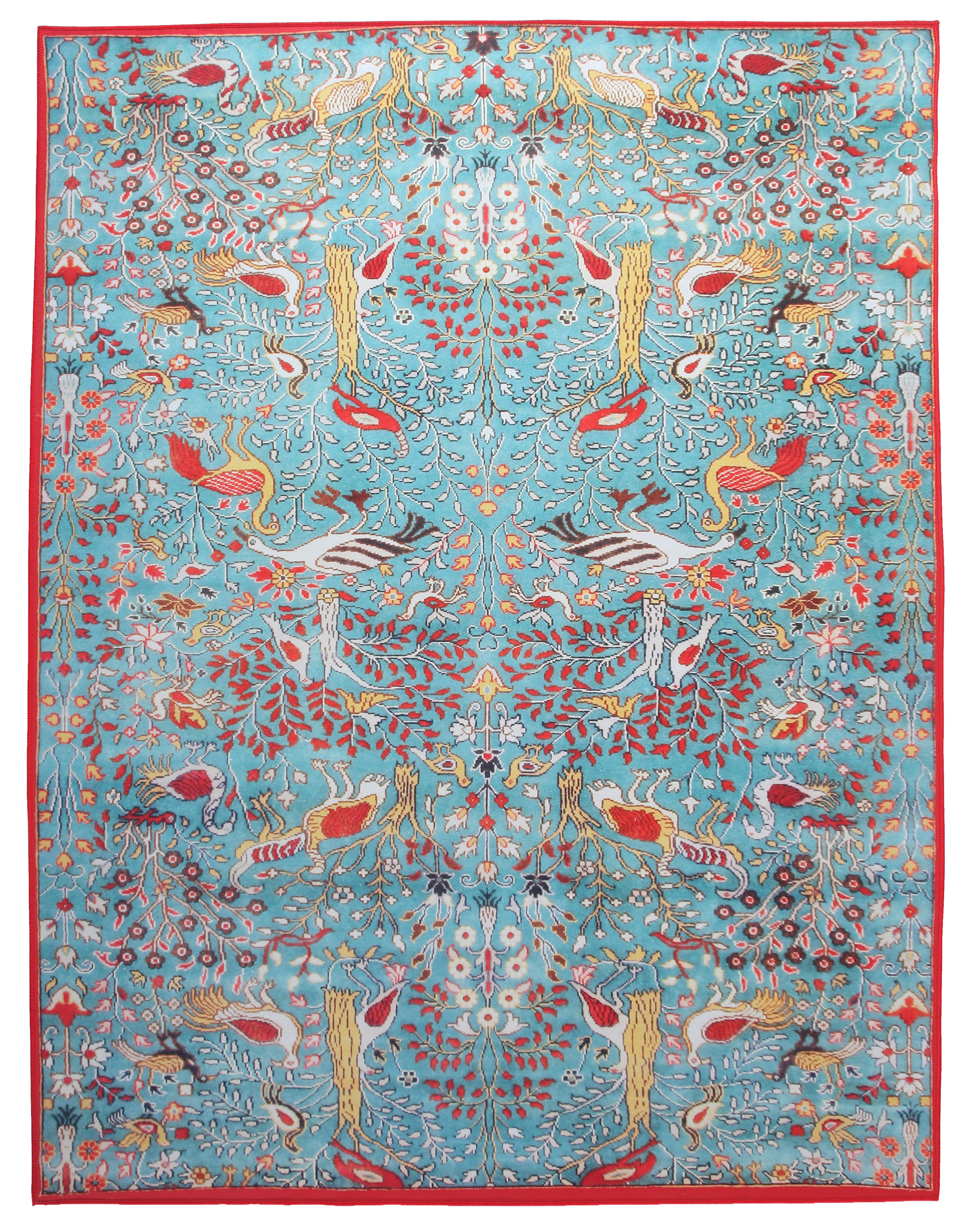 Kalili Rugs Modern Blue Bird Machine Washable Area Rug with Built-in ...