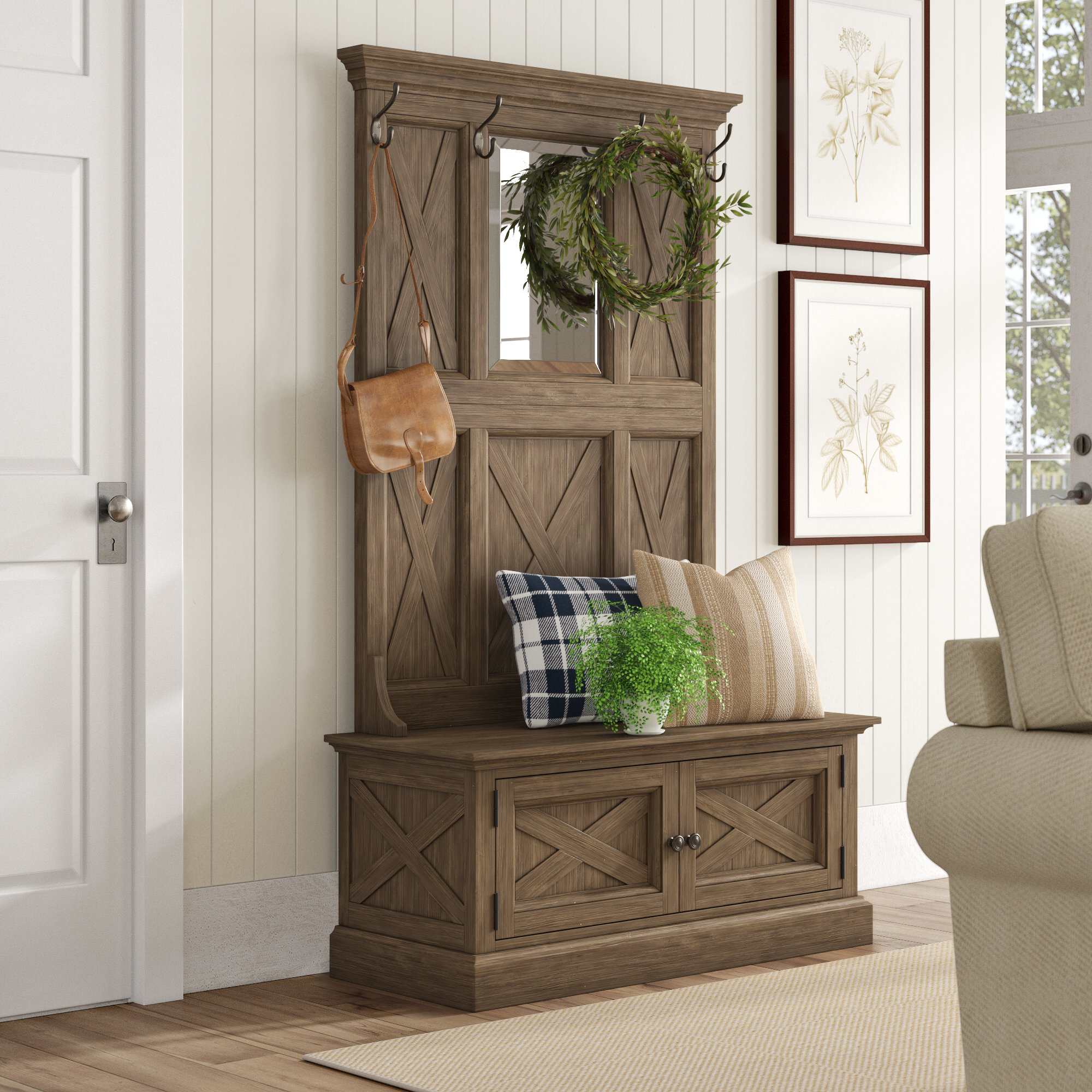 Laurel Foundry Modern Farmhouse® Rentschler Hall Tree with Bench ...