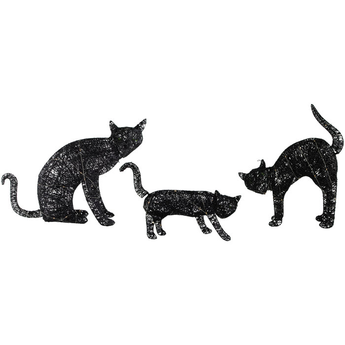 Northlight Set Of 3 LED Lighted Black Cat Family Outdoor Halloween ...