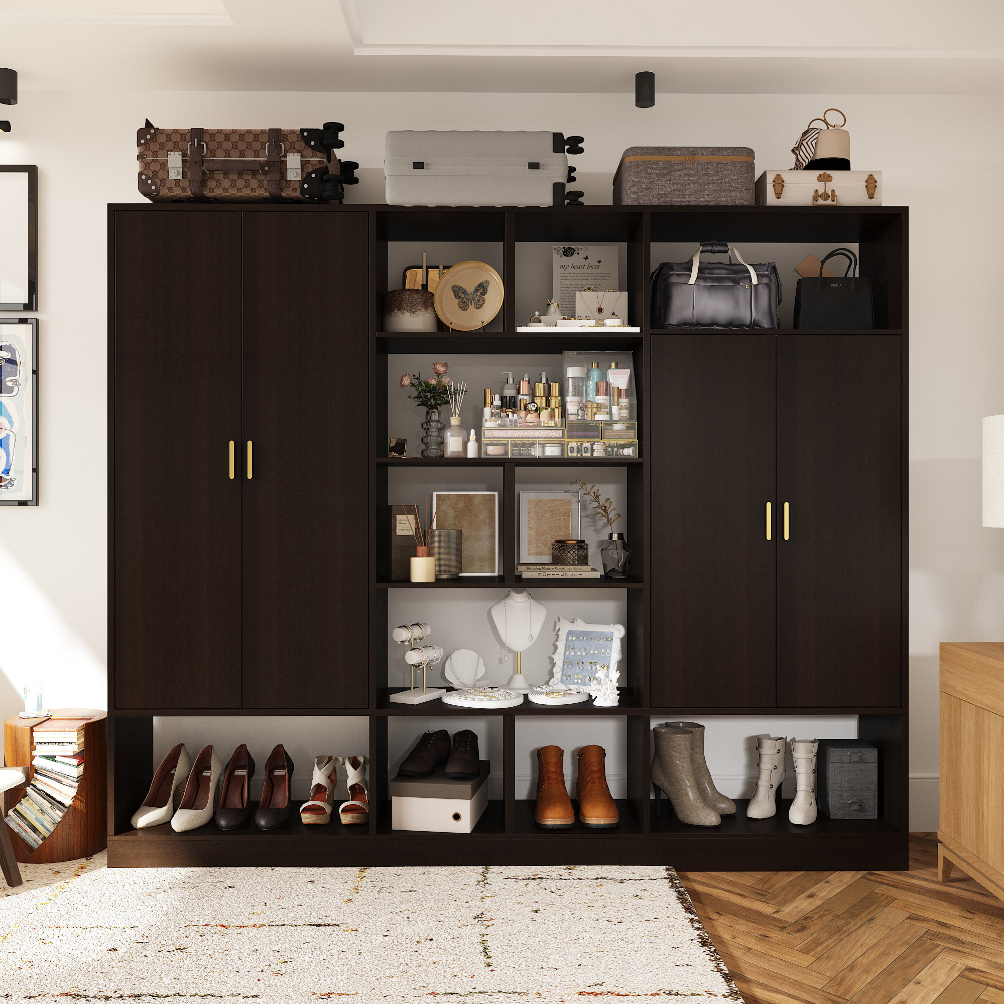 Latitude Run® 4-Door 15-Shelf Wardrobe With Strong Storage - Wayfair Canada