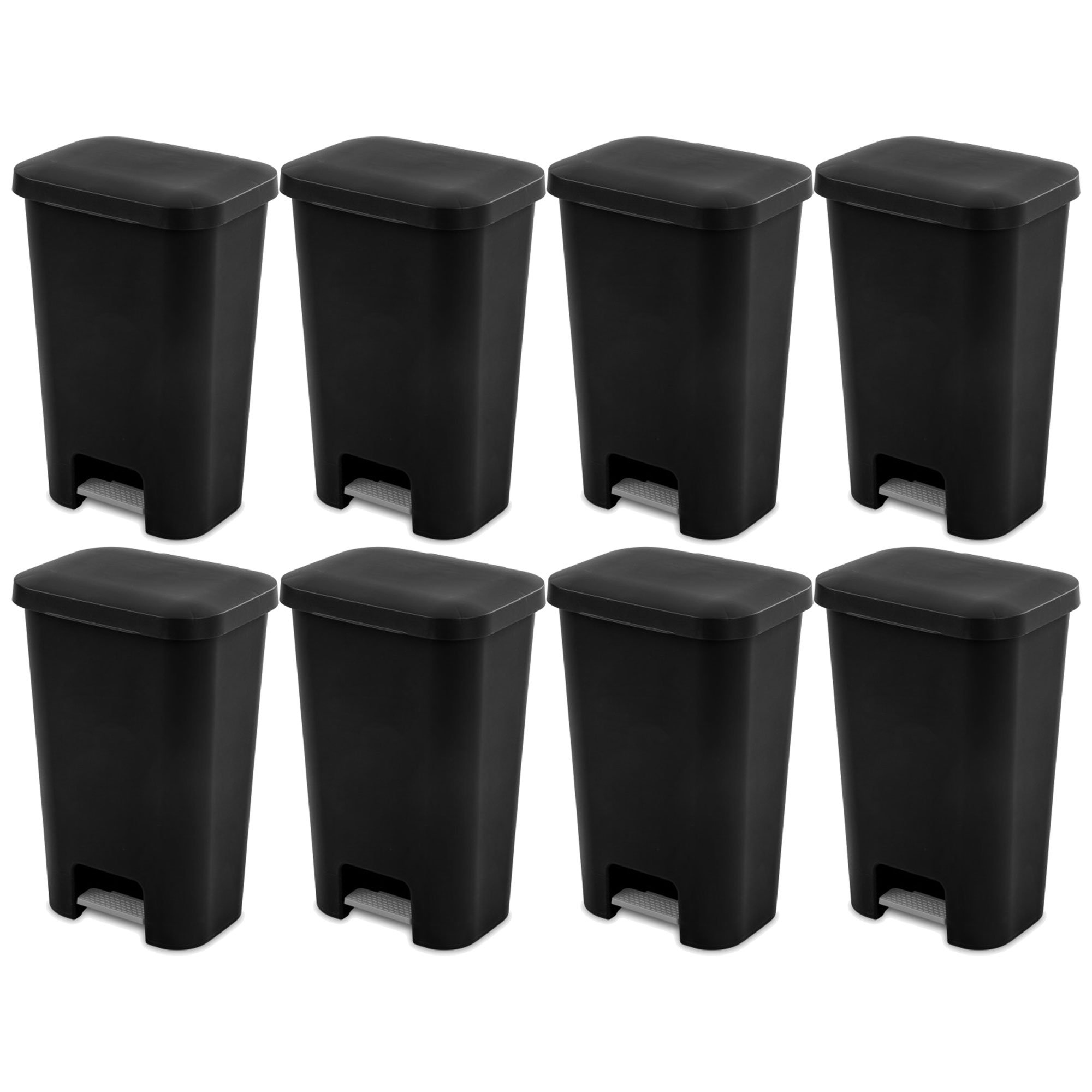 Sterilite 11.9 Gal Rectangle Step On Trash Kitchen Wastebasket, Black ...