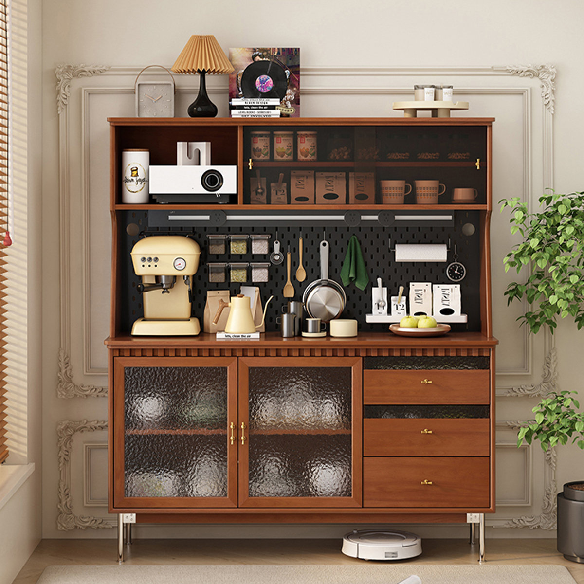 Winston Porter Nordic Solid Wood Integrated Wall Home Retro Kitchen ...