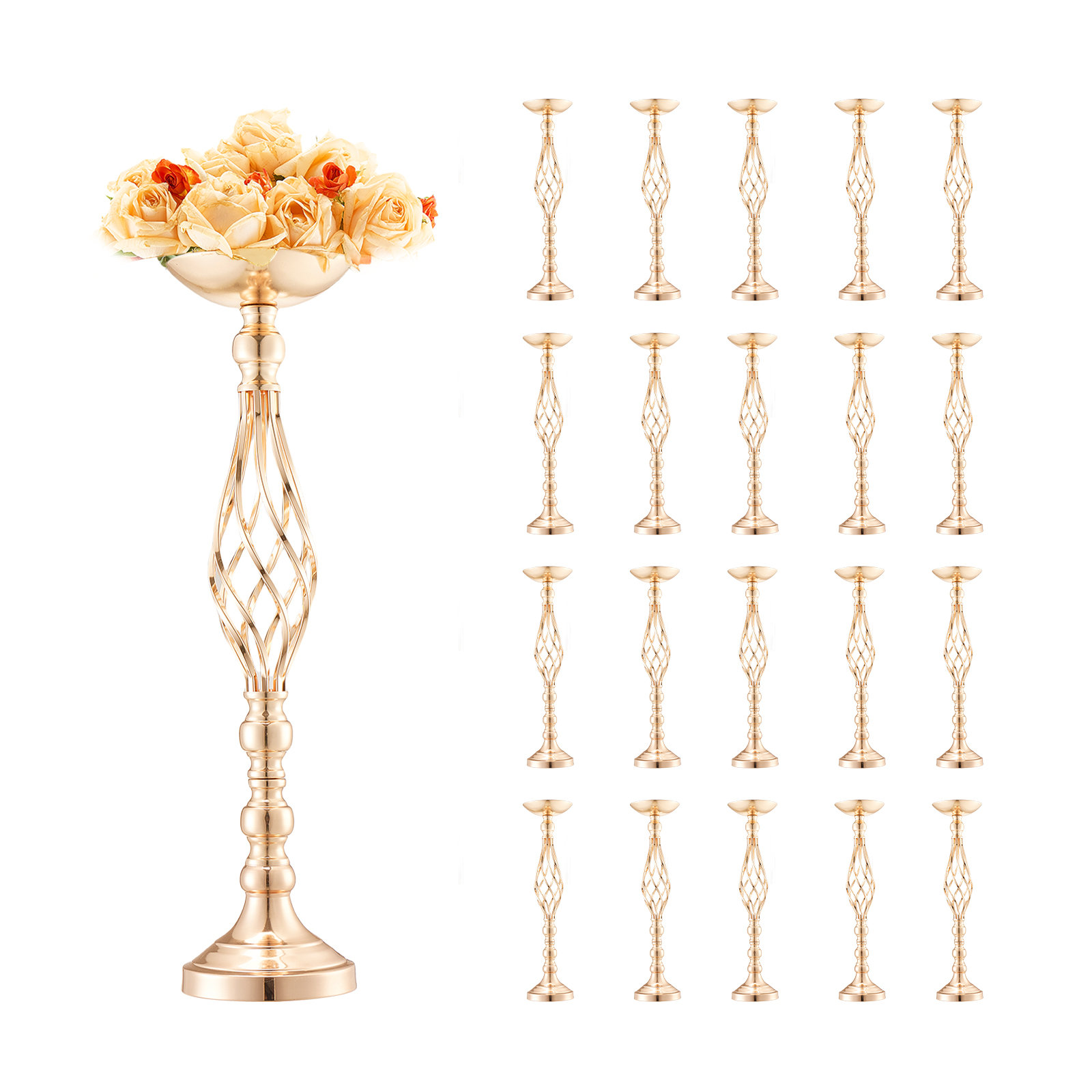 House of Hampton® 20PCS 58cm/22.83” Wedding Flower Vase Metal Gold ...