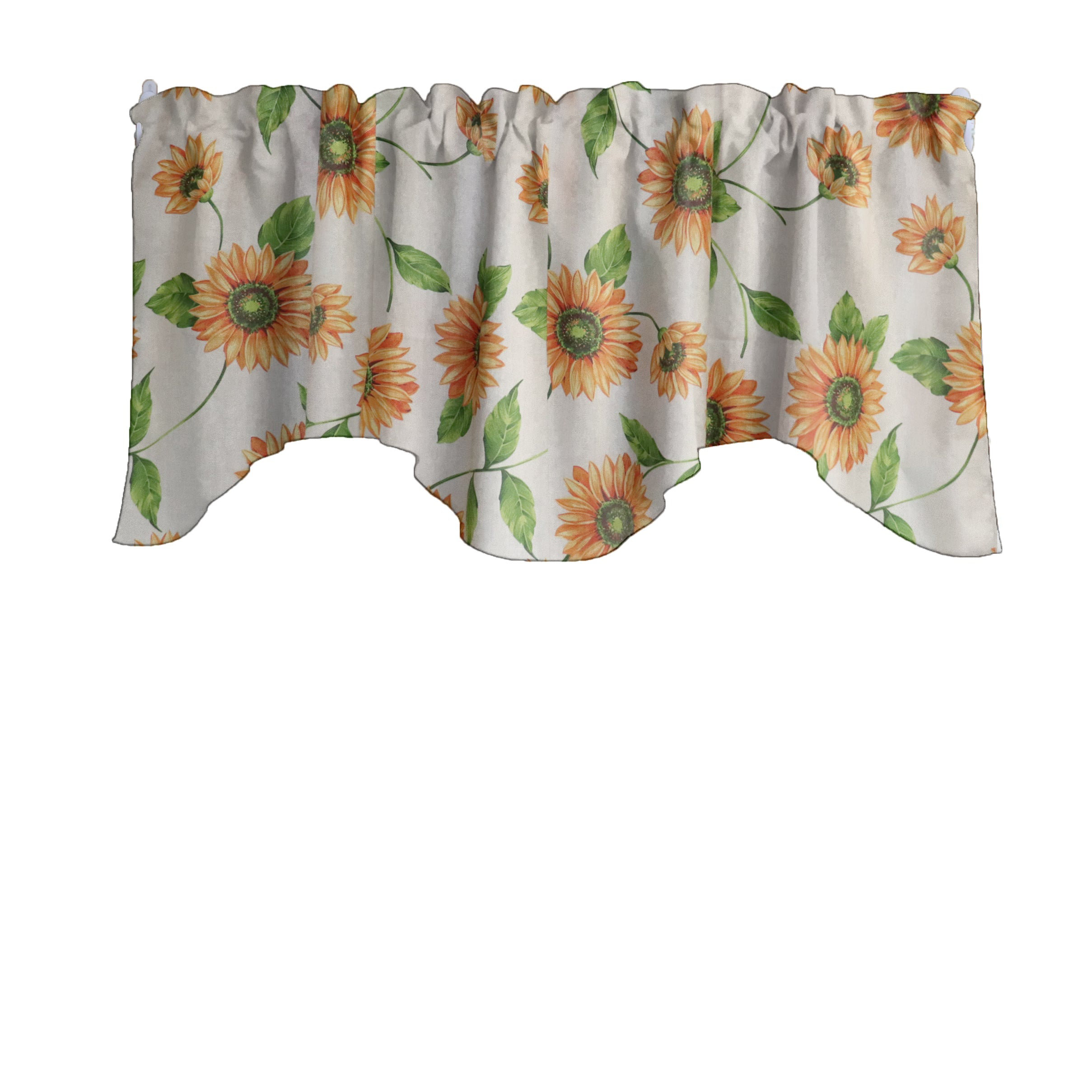 lovemyfabric Sunflowers Print Scalloped Window Valance | Wayfair