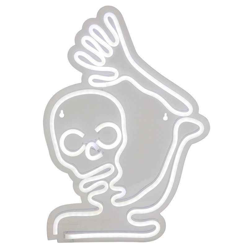 Northlight Seasonal 15" White LED Lighted Neon Style Skeleton Halloween ...