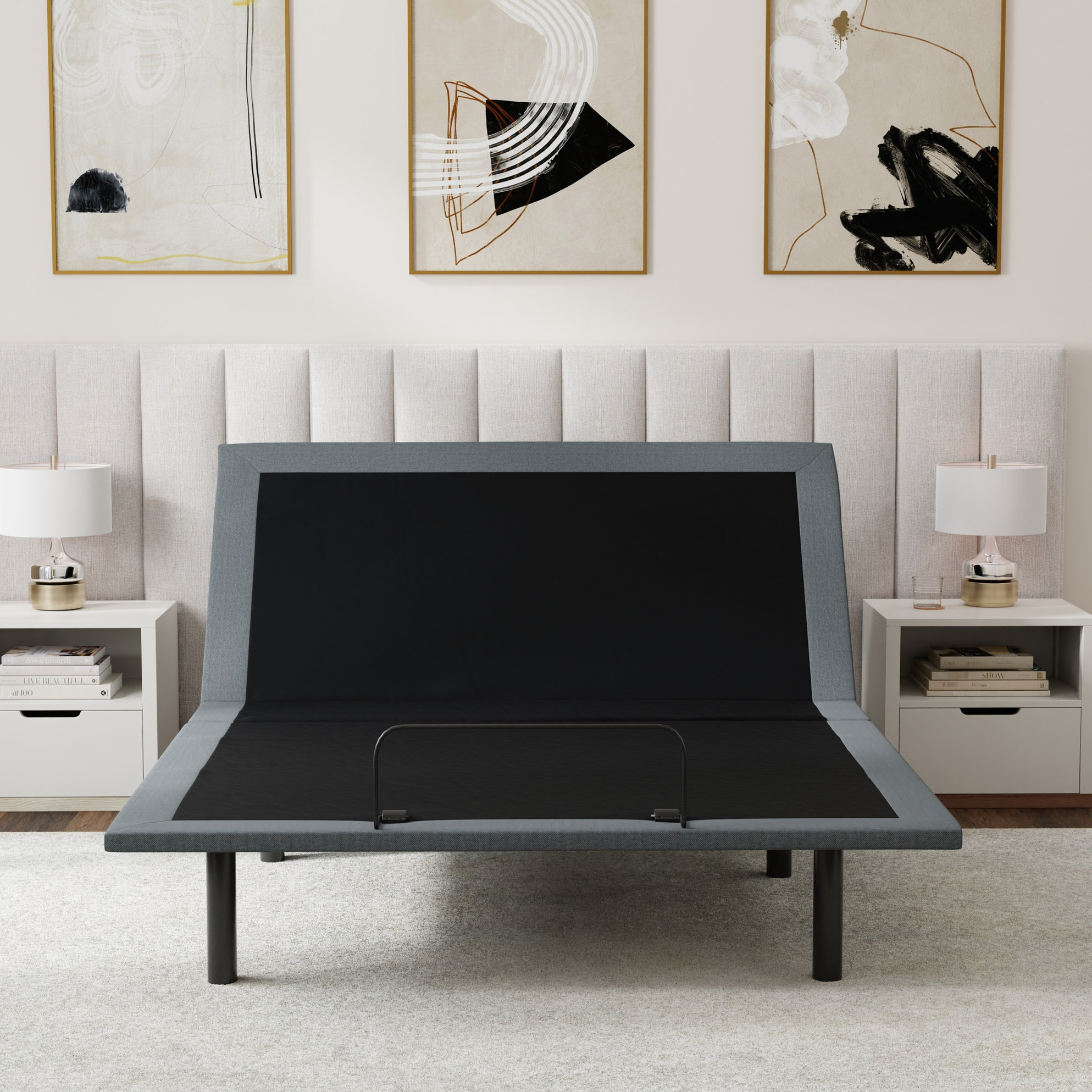 Latitude Run® Os4 Black Grey Split Top Adjustable Bed Base For Queen ...