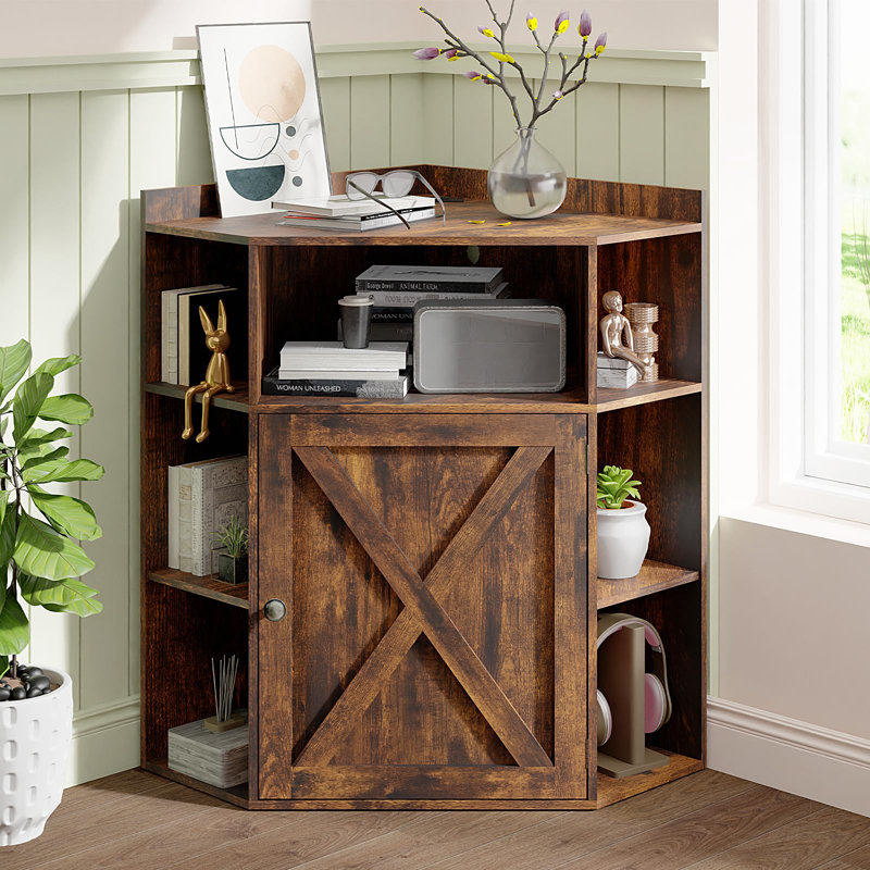 Gracie Oaks Corner Storage Shelf With USB Ports And Outlets Industrial ...