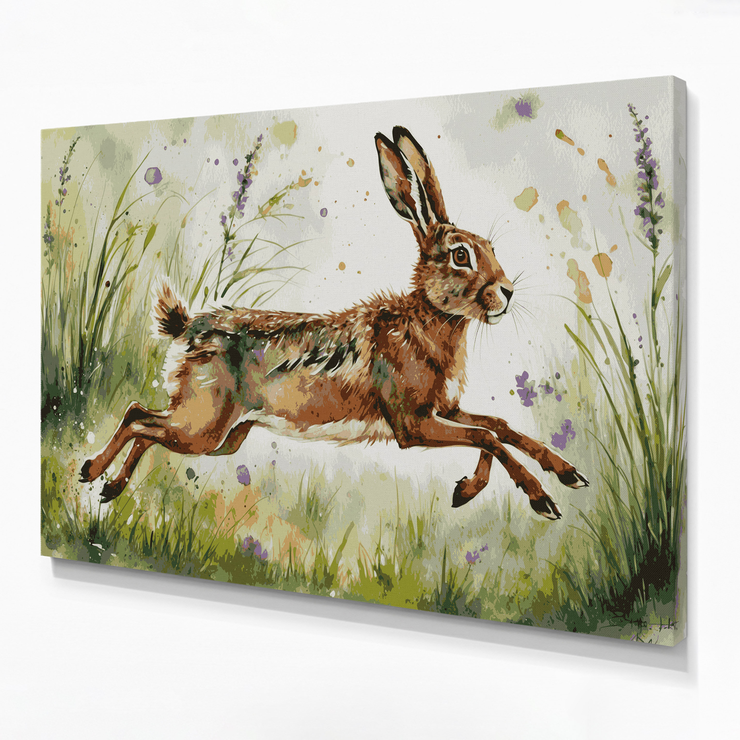 Dakota Fields Wildlife Spring Hare Beige Canvas Wall Art | Wayfair