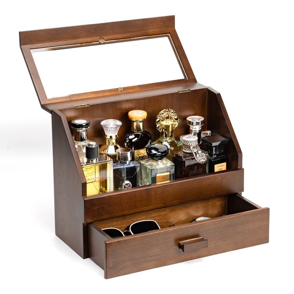 Emfogo Cologne Organizer. Wood Perfume Organizer Storage With Drawer ...