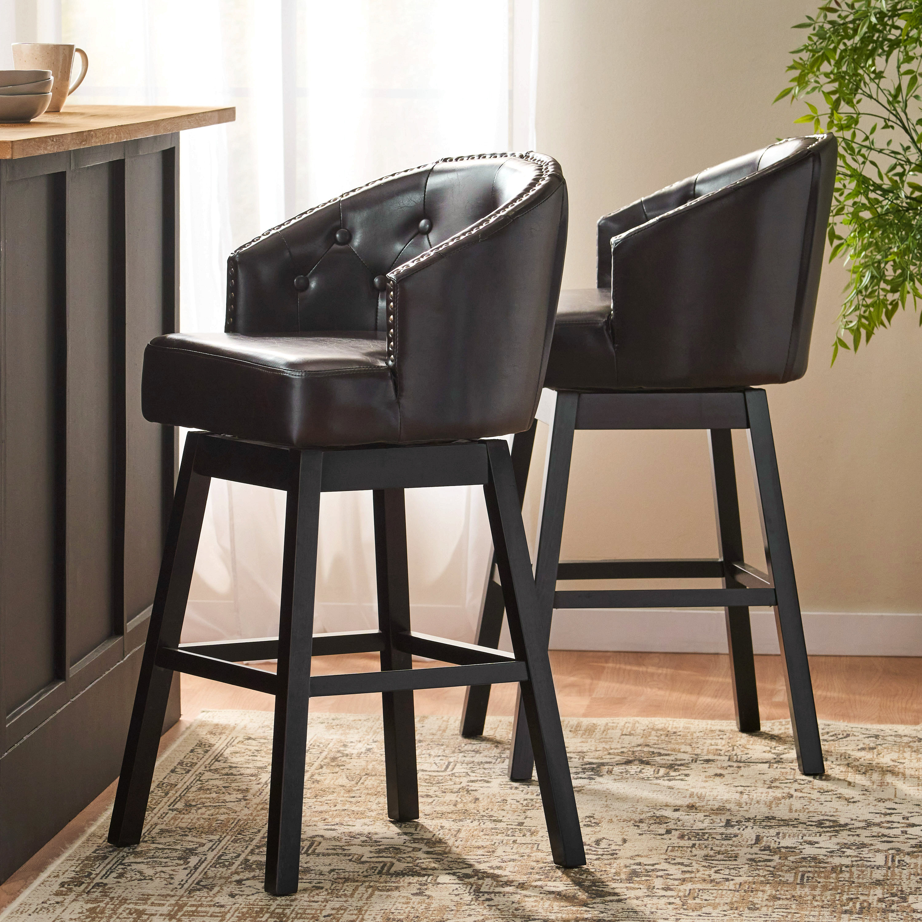 Wildon Home® 360 Degree Swivel Bar Stool With Stunning Nailhead Trim ...
