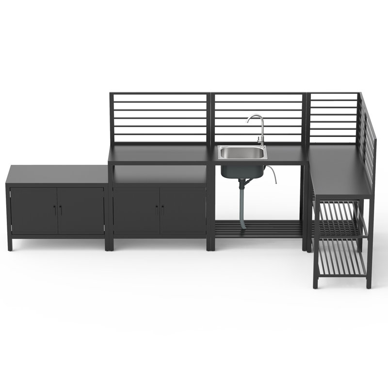 Domi Louvered 130.7'' 2-Component Modular Outdoor Kitchen | Wayfair