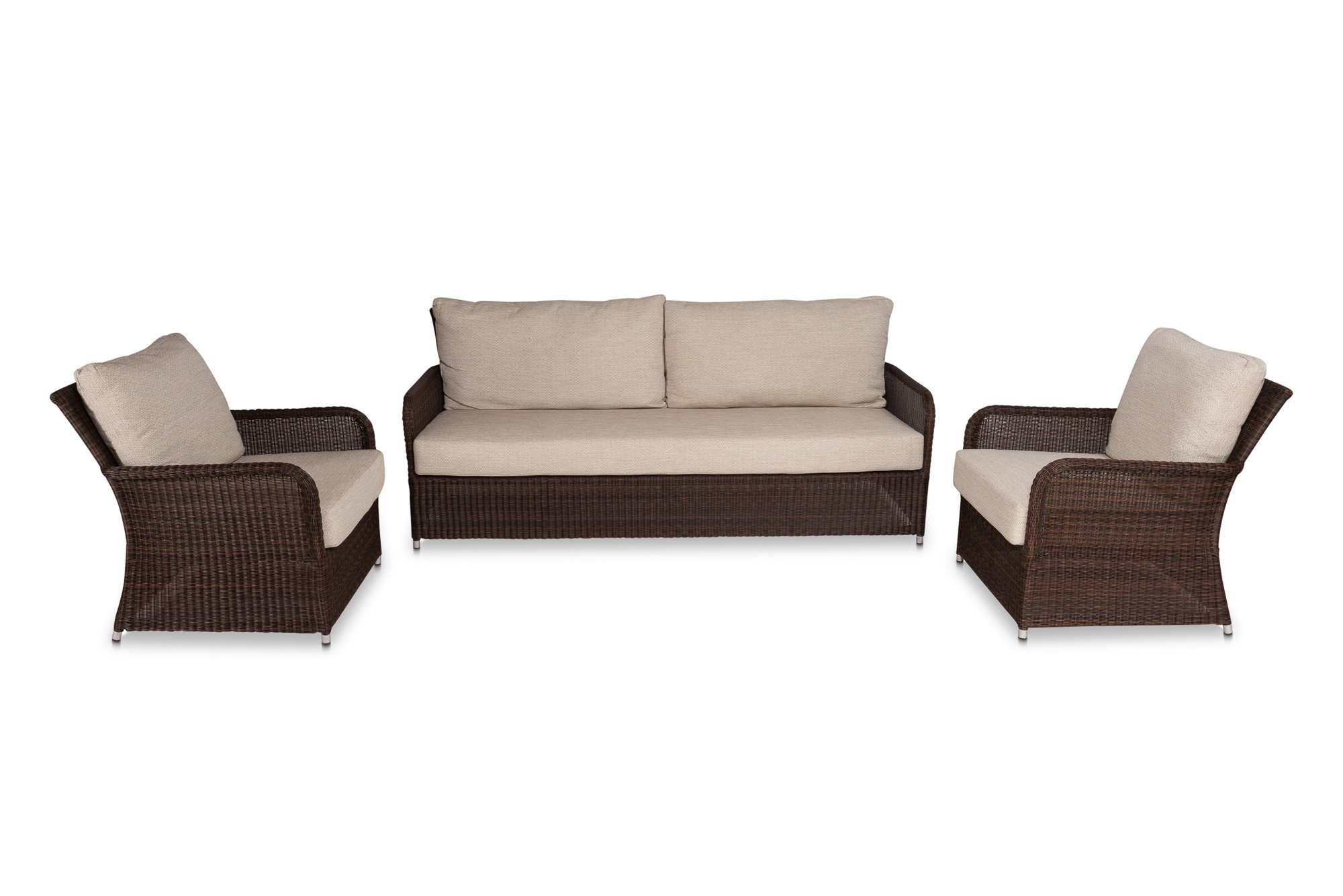 CO9 Design Savannah 2 Club Chairs And Sofa Seating Group - Brown Wicker ...