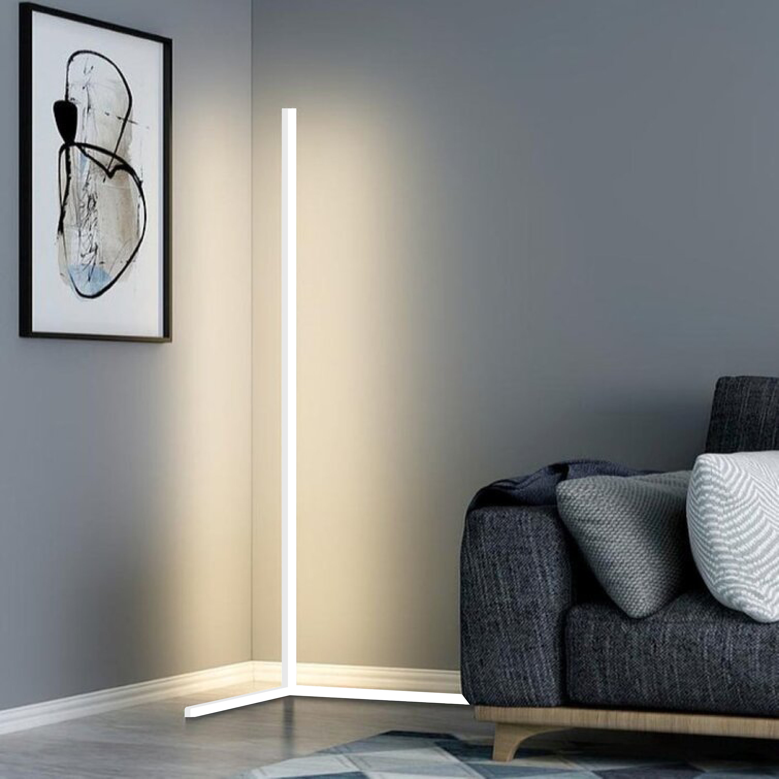 Orren Ellis Hallur Corner Floor Lamp/Warm+ Cold White Dimmable ...