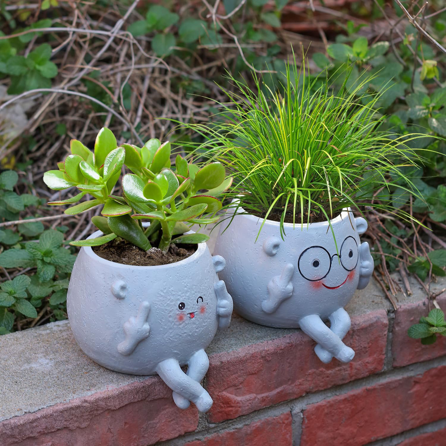 Trinx 2Pcs Smiling Plant Pot Middle Fingers Up Middle Pointing Upwards ...