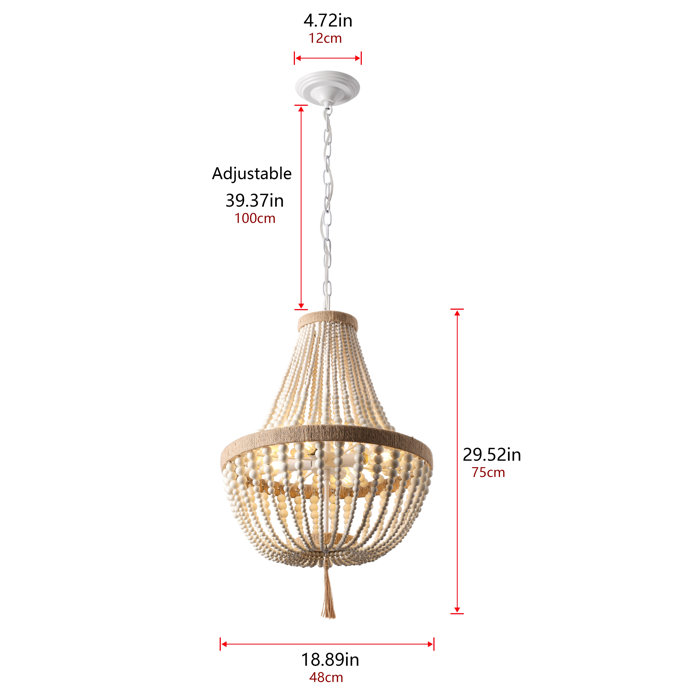 Langley Street Heald 4-Light Beads White/Brown Finish Dimmable Pendant ...