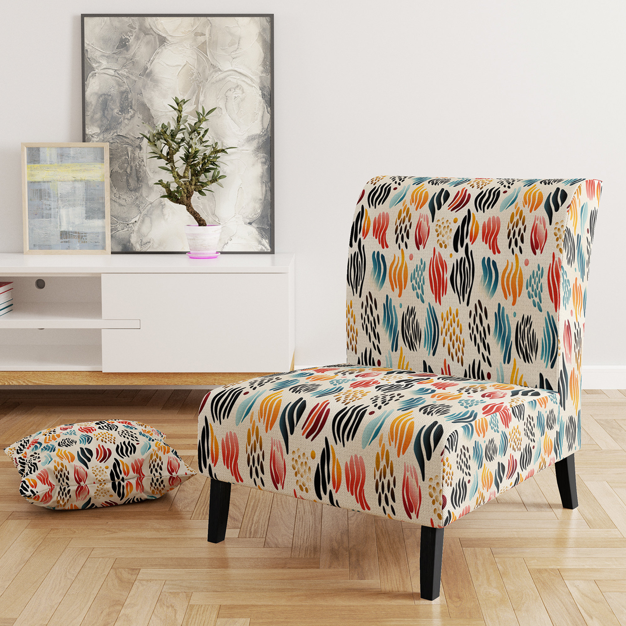 Winston Porter Abstract Coral Reef Multicolor Azure I - Upholstered ...