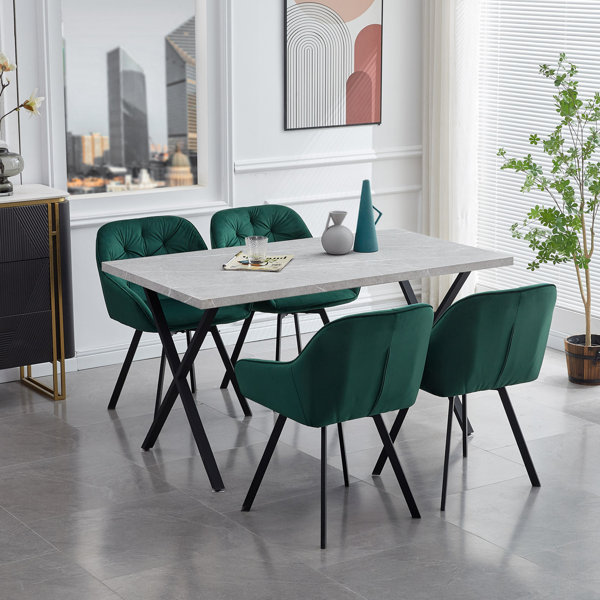 Ivy Bronx 140Cm Dining Table, Industrial Rectangle Kitchen Eating Table ...