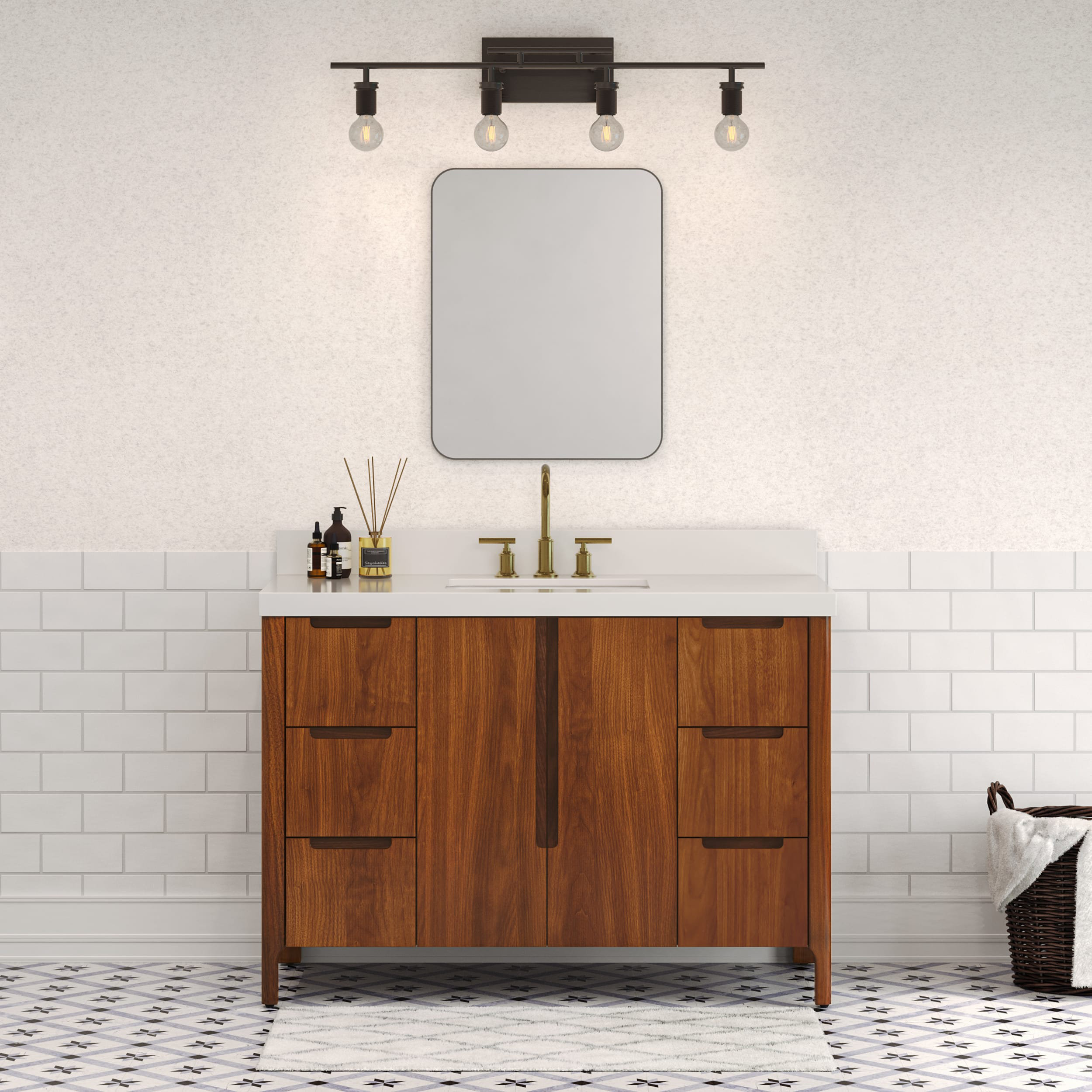 Hokku Designs Trayshawn 48 In. Single Sink Whitebrook Quartz Countertop ...