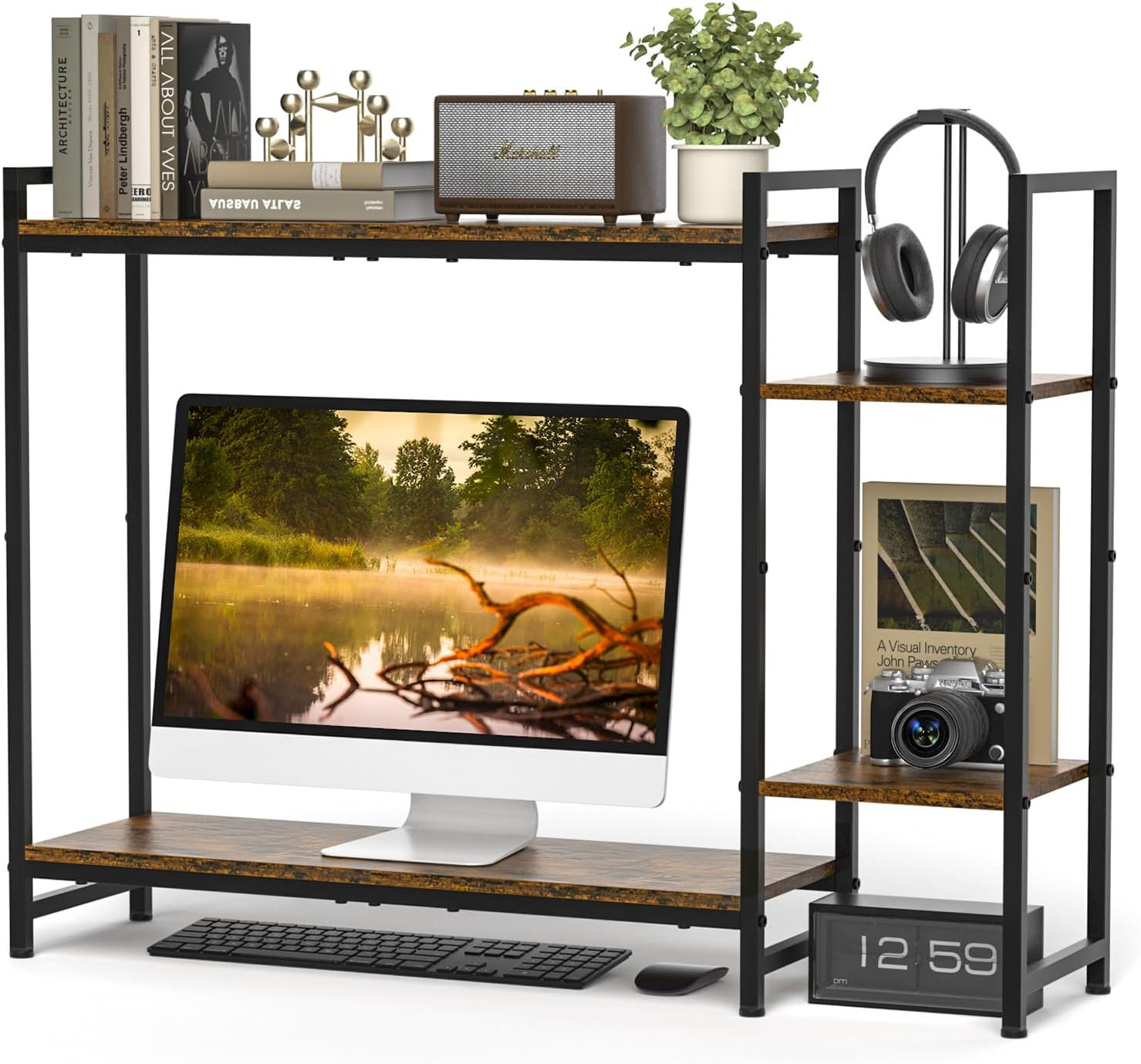 Hokku Designs Desk Shelf - 5 Tier Desktop Organizer with Monitor Riser ...