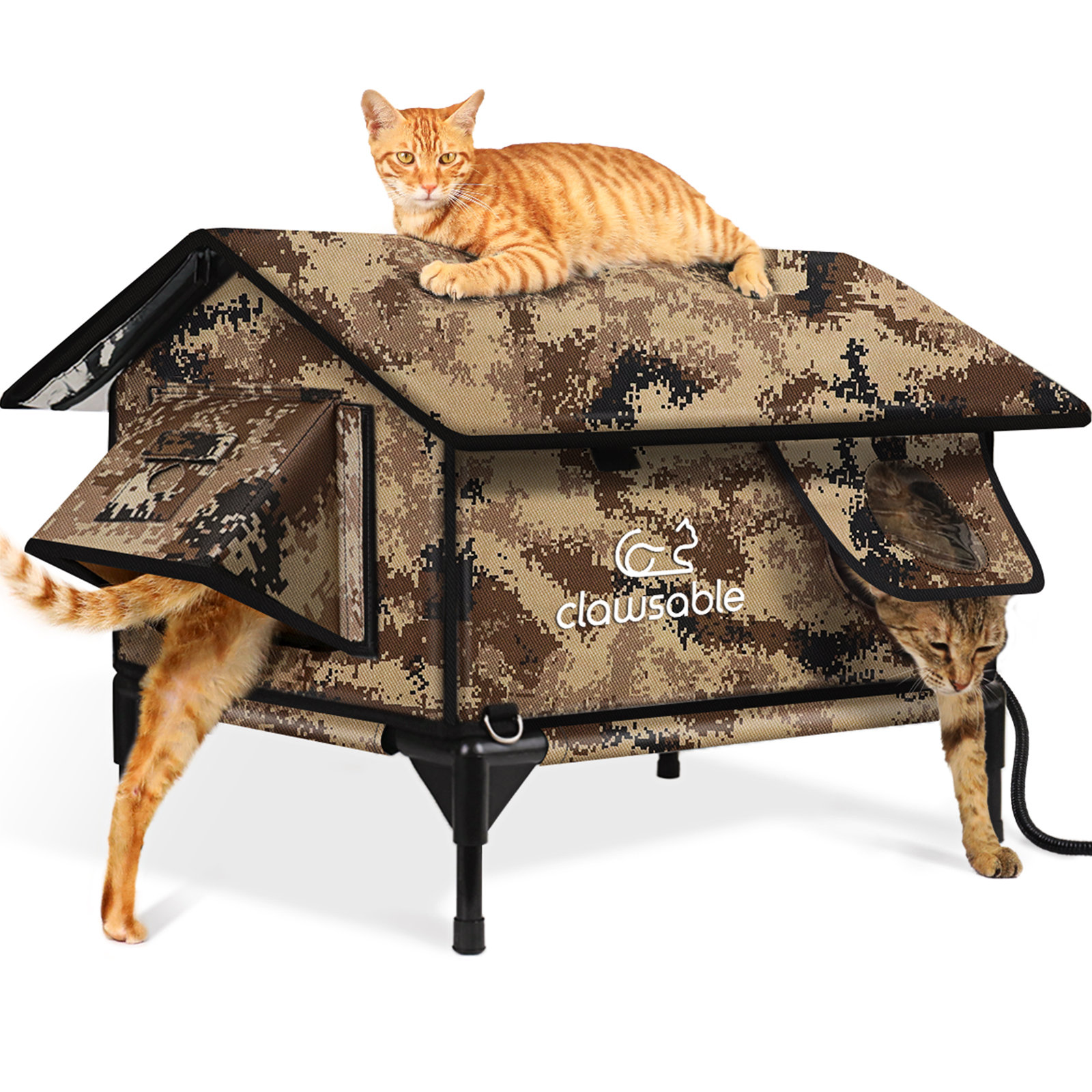 Clawsable Insulated Stray Cat Winter Outdoor Shleter,Openable Roof Cat ...