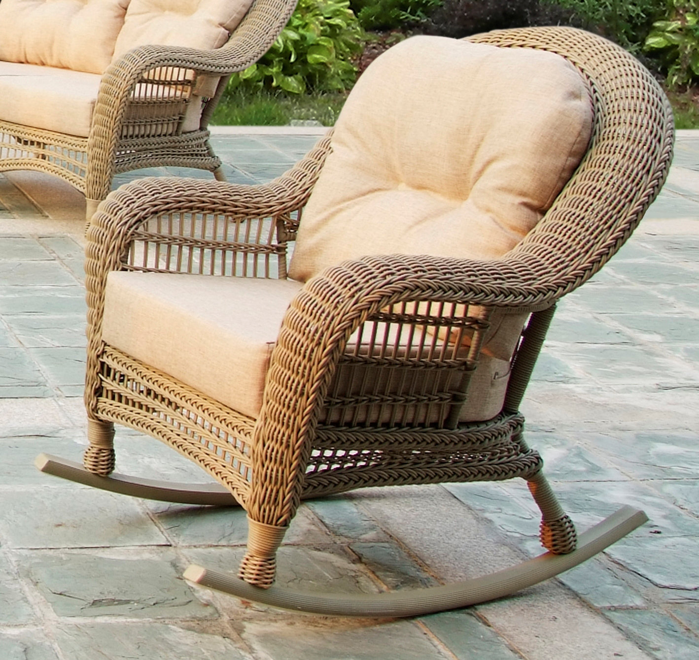 One Allium Way® Outdoor Simpson Rocking Wicker/Rattan Chair with ...