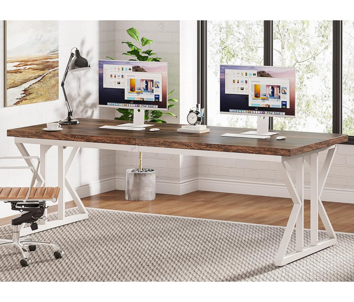 17 Stories The 78.7-Inch Executive Desk, Large Computer Office Desk ...