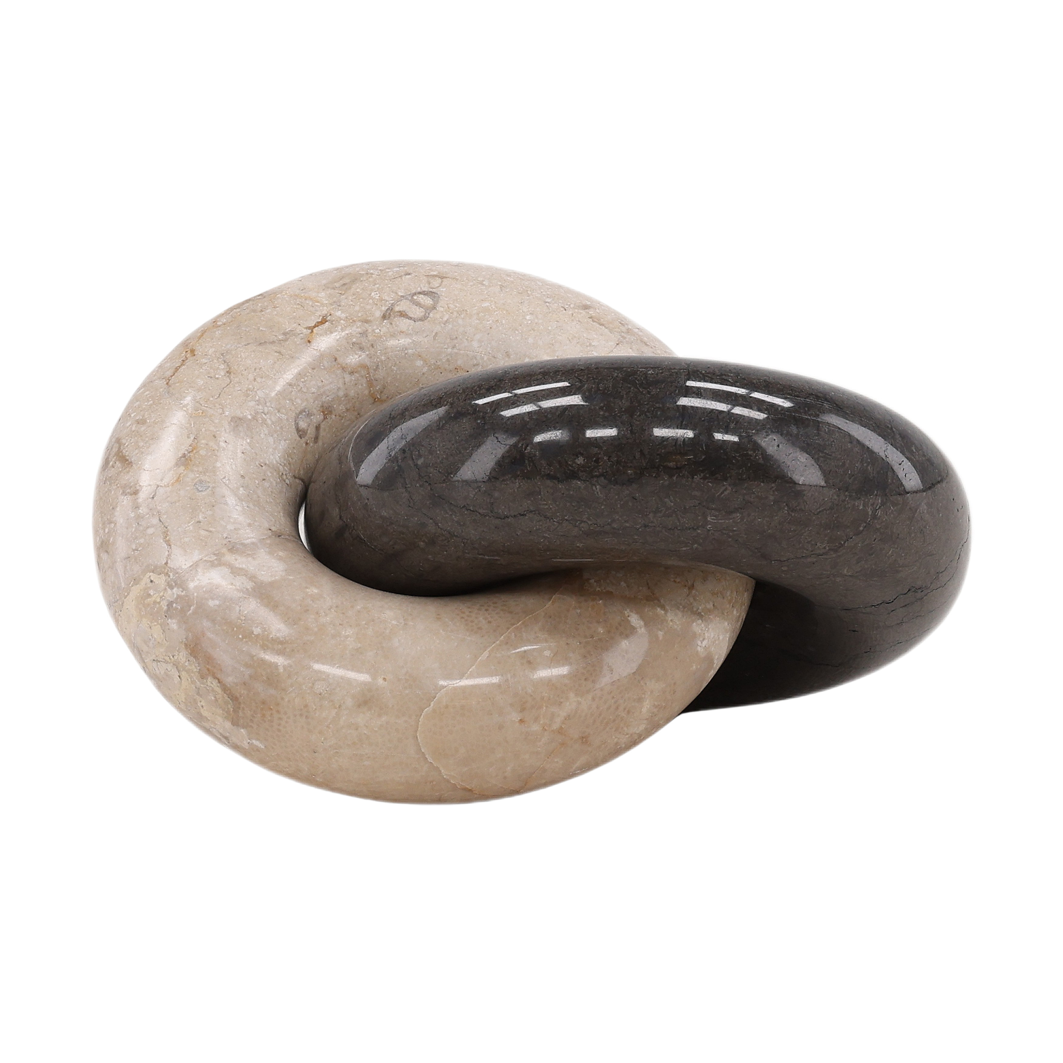 Dovetail Furniture Yaelle 8" Wide Marble Chain Link Decor, Cream and ...